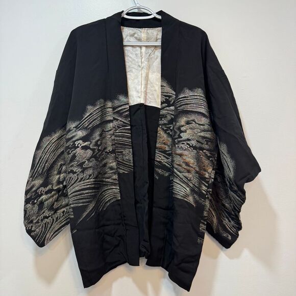 Jackets & Coats | Haori Jacket Vintage 5s 80s Black Gold Silver ...